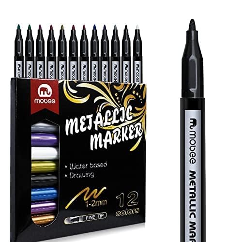 INOG MOBEE 12 Colours Premium Metallic Marker Pens Fine Tip Glitter ...