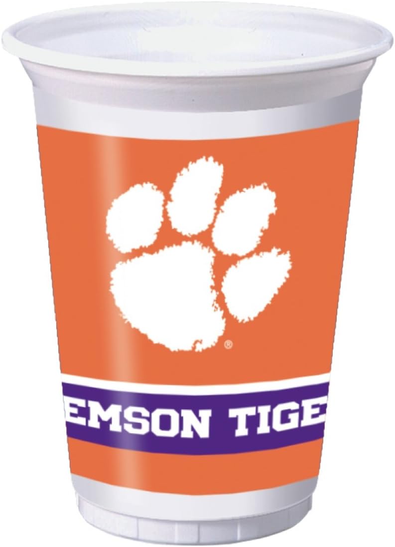 Amazon.com: 8-Count 20-Ounce Printed Plastic Cups, Clemson Tigers ...