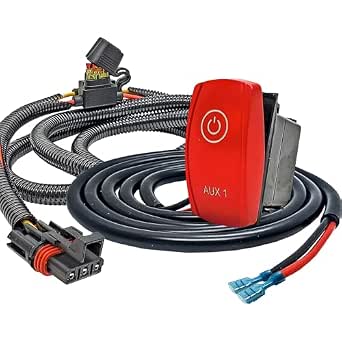 OZ-USA 10ft Plug & Play AUX1 On/Off Red Rocker Switch with Pulse Power ...