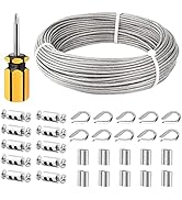 TooTaci 1/8 Wire Rope Kit, 100ft PVC Coated Aircraft Cable, 1/8 inch ...
