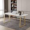 Amazon.com: LAKIQ Modern Stone Writing Desk Home Office Working Table ...