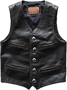 Amazon.com: European Style Cowhide Vest Coat Mens Suit Vest Summer Real ...