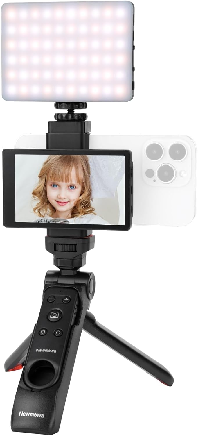 Amazon.com: Newmowa 60 LED Phone Light+Selfie Monitor+Phone Remote ...
