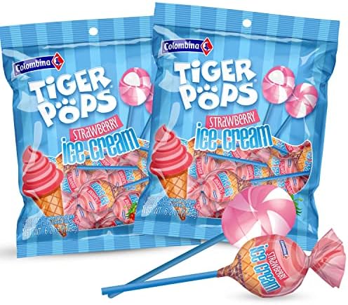 Amazon.com : Colombina Tiger Pops, Strawberry Ice Cream Flavor ...