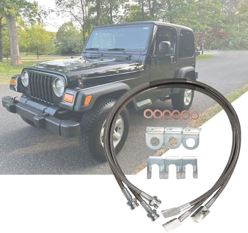 Amazon.com: Front and Rear Extended Stainless Brake Lines Fit for Jeep ...