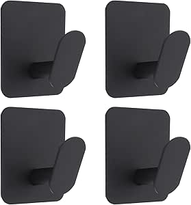Sibba 4 PCS Adhesive Hooks, Heavy Duty Stainless Steel Hook, Black ...