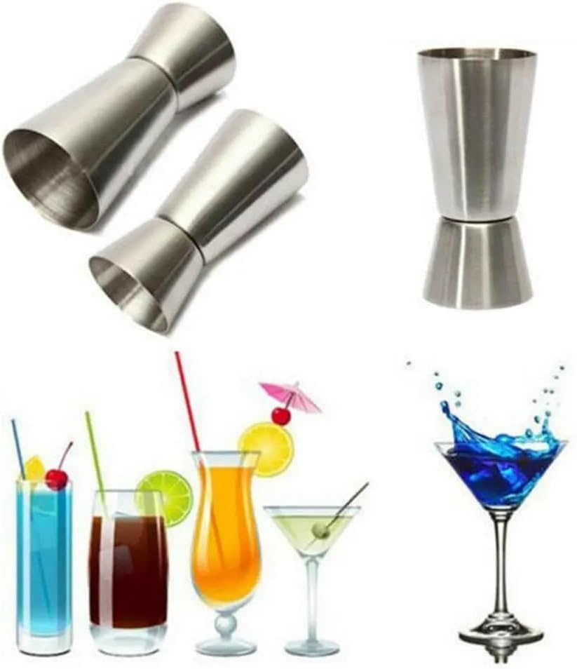 BarCraft Cocktail Jigger Dual Spirit Measure Cup, Stainless Steel, 25ml ...