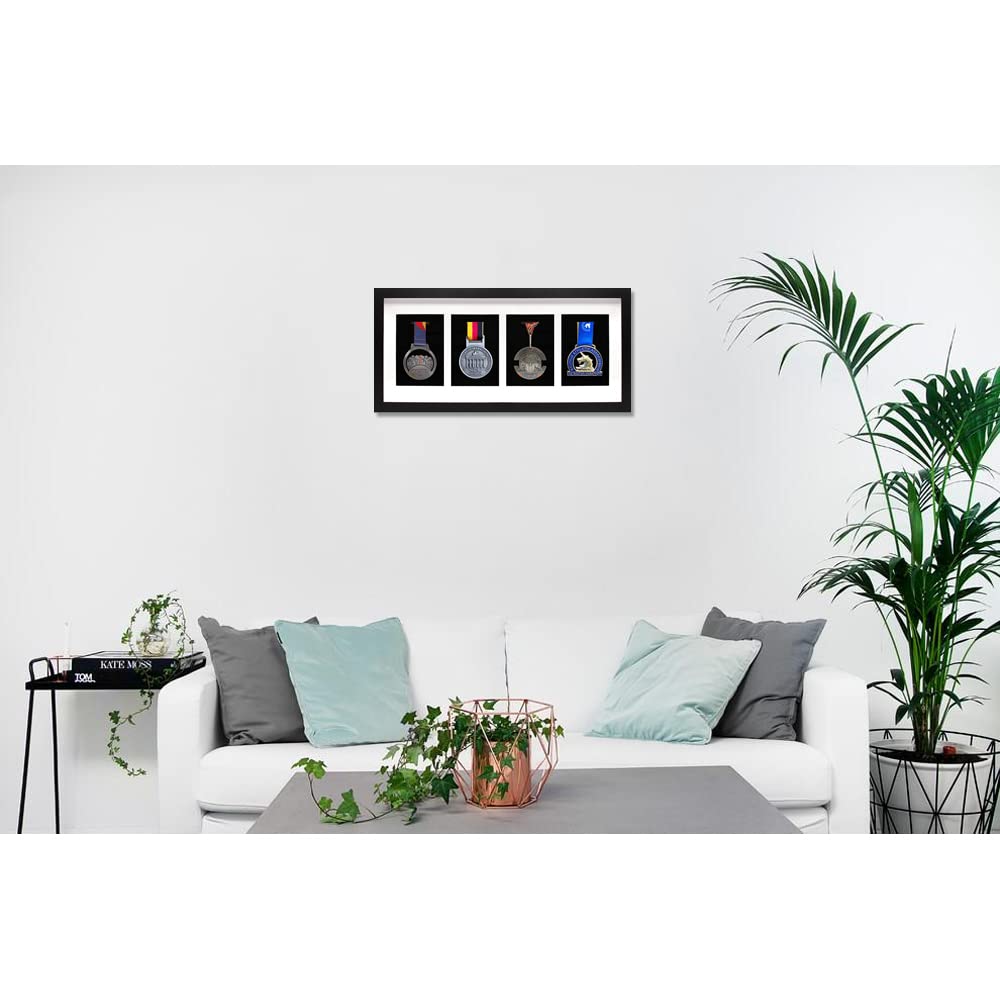 Snapklik.com : 20" Medal Display Frame, Black Medal Display Case For 4 ...
