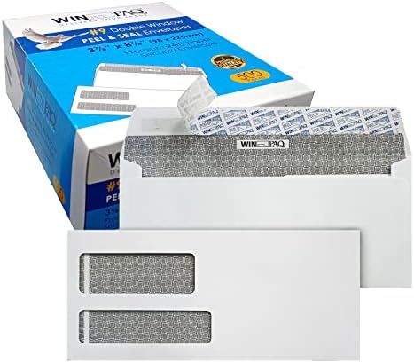 Amazon.com : 500#9 Double Window Security Envelopes, WINPAQ NO.9 Self ...