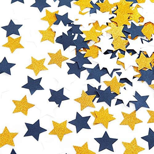 Amazon.com: 300pcs Navy Blue White Gold Confetti,Glitter Paper decor ...