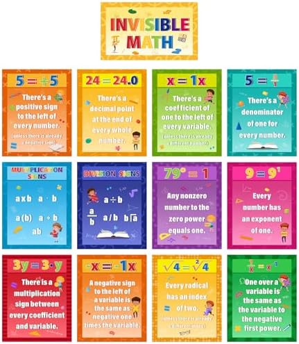 Amazon.com : Treela 13 Pcs Educational Math Posters Math Bulletin Board ...