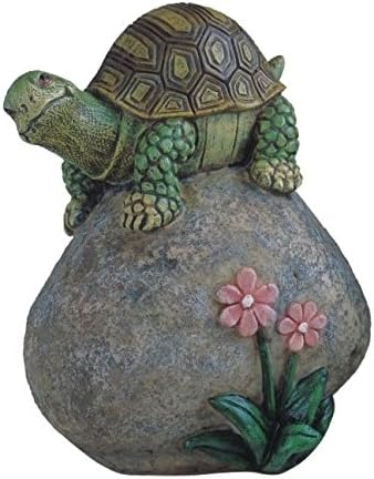 Amazon.com: 5.5 Inch Small Polyresin Green Turtle Perched on Rock ...