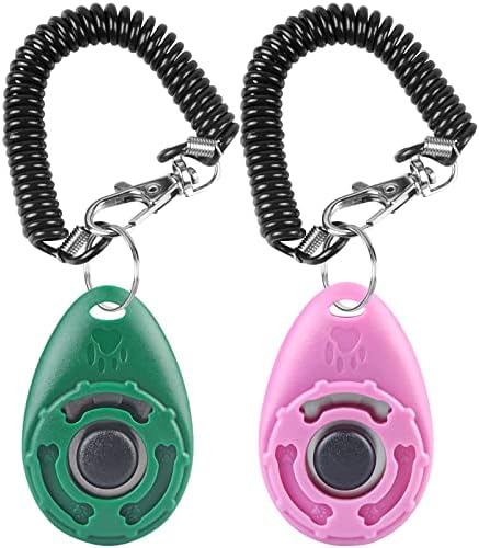 Dog Clicker, [2 PCS,Black&Green] Diyife Pet Training Clicker with Wrist ...