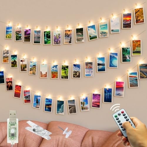 Kolpop 50LED Photo Clip String Lights, 5M Photo Peg Fairy Lights Indoor ...