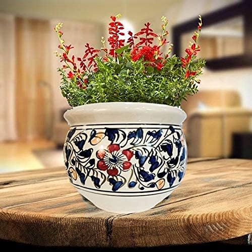 Niyara White & Blue Design Ceramic planters pots for Indoor Outdoor ...