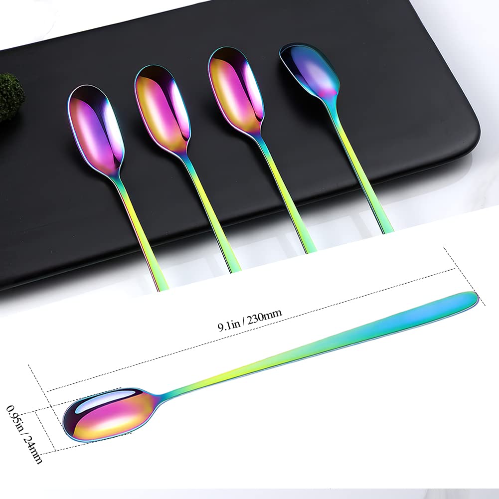 Snapklik.com : Rainbow Long Handle Spoons, YFWOOD 9.1-Inch Cocktail ...
