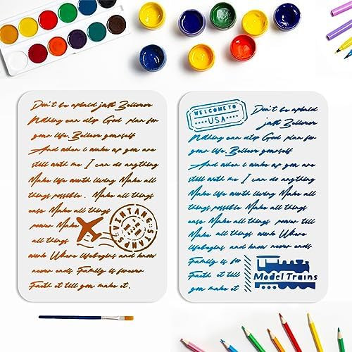Amazon.com : MAYJOYDIY 2pcs Writing Stencil Script Stencils Vintage ...
