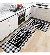 Amazon.com: Black and White Buffalo Plaid Kitchen Rugs, Set of 2 ...