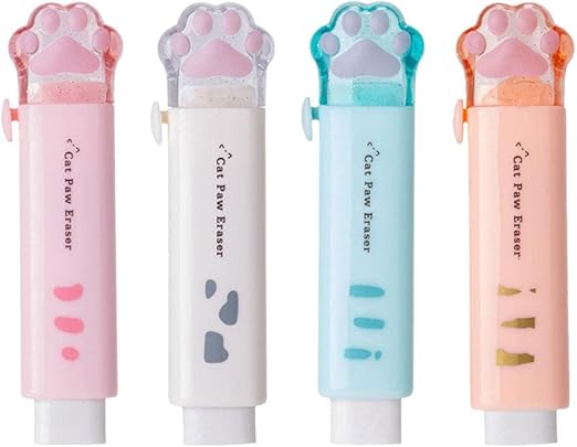 Amazon.com: CUIKOSAER Cat Paw Shaped Cute Erasers, Push Pull Design ...
