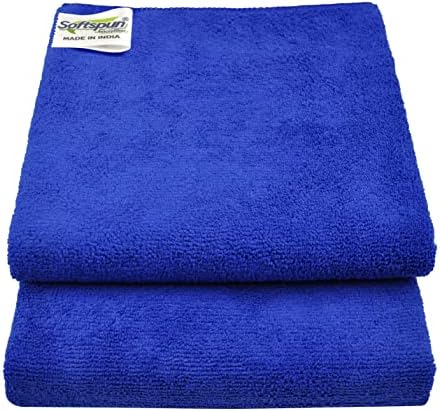SOFTSPUN Microfiber Cloth for Car 340 GSM 40X60cms 2 Pcs Blue! Extra ...