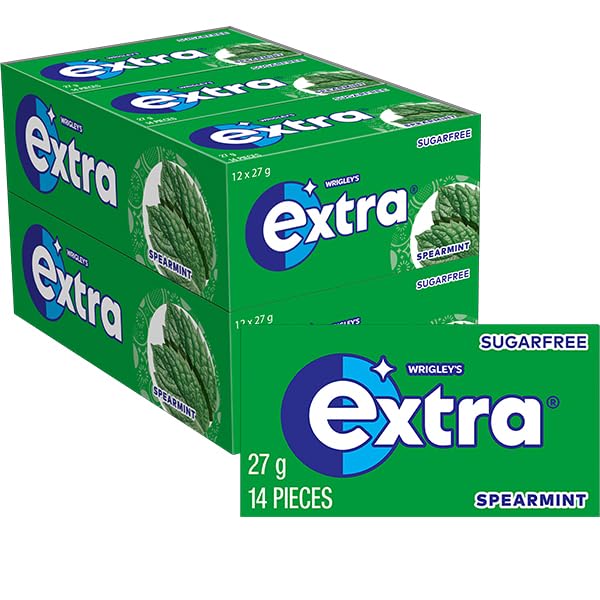 Extra Spearmint, Sugar Free Chewing Gum, 24 Packets With 14 Pieces ...