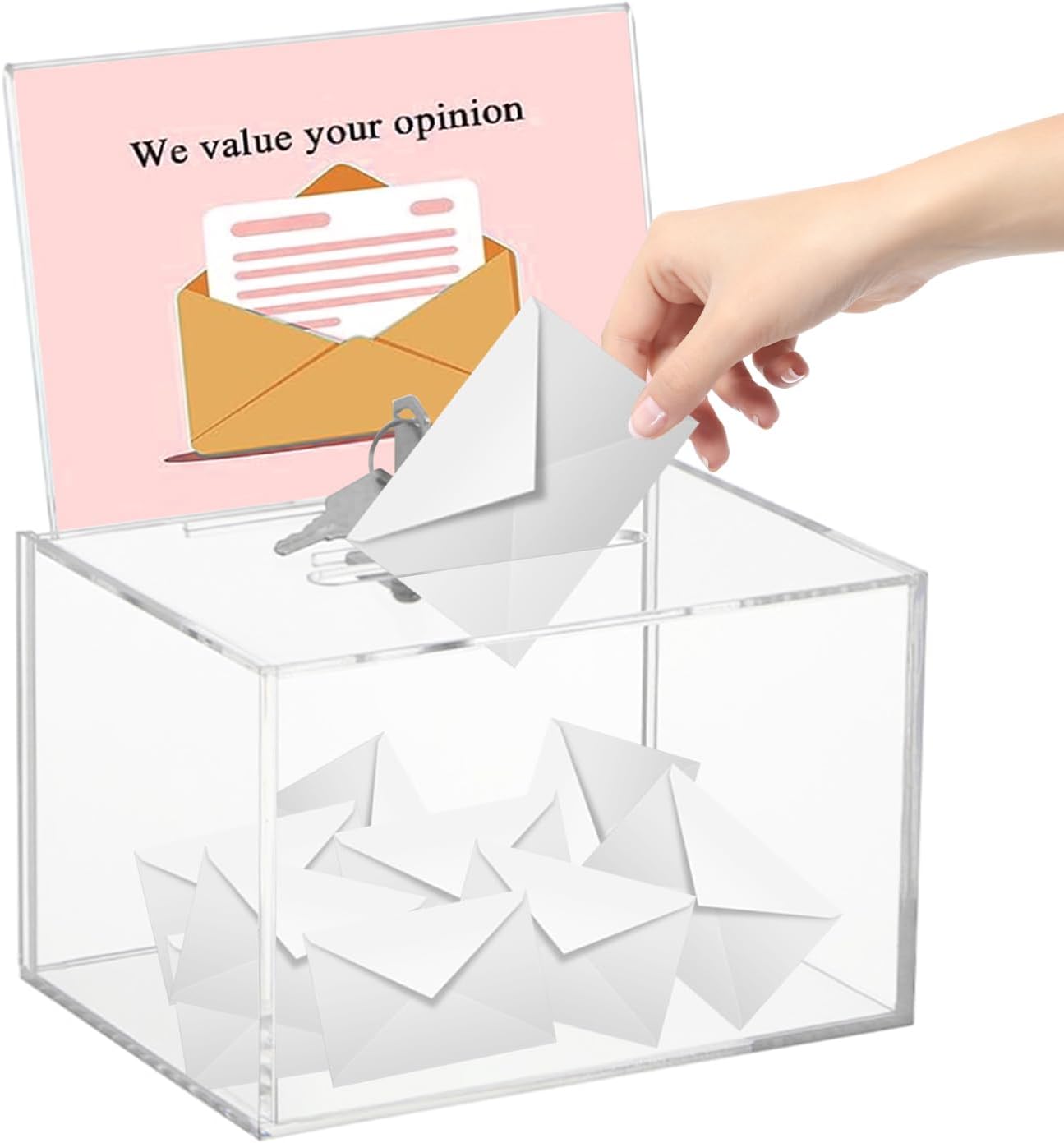 UgyDuky Acrylic Donation Box With Lock - Clear Suggestion Container ...