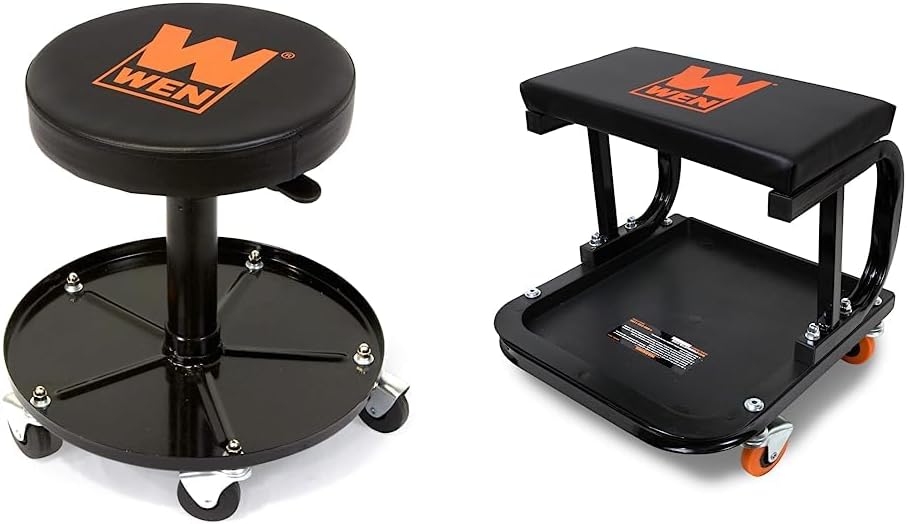 Amazon.com: WEN Pneumatic Rolling Mechanic Stools with Padded Seats and ...