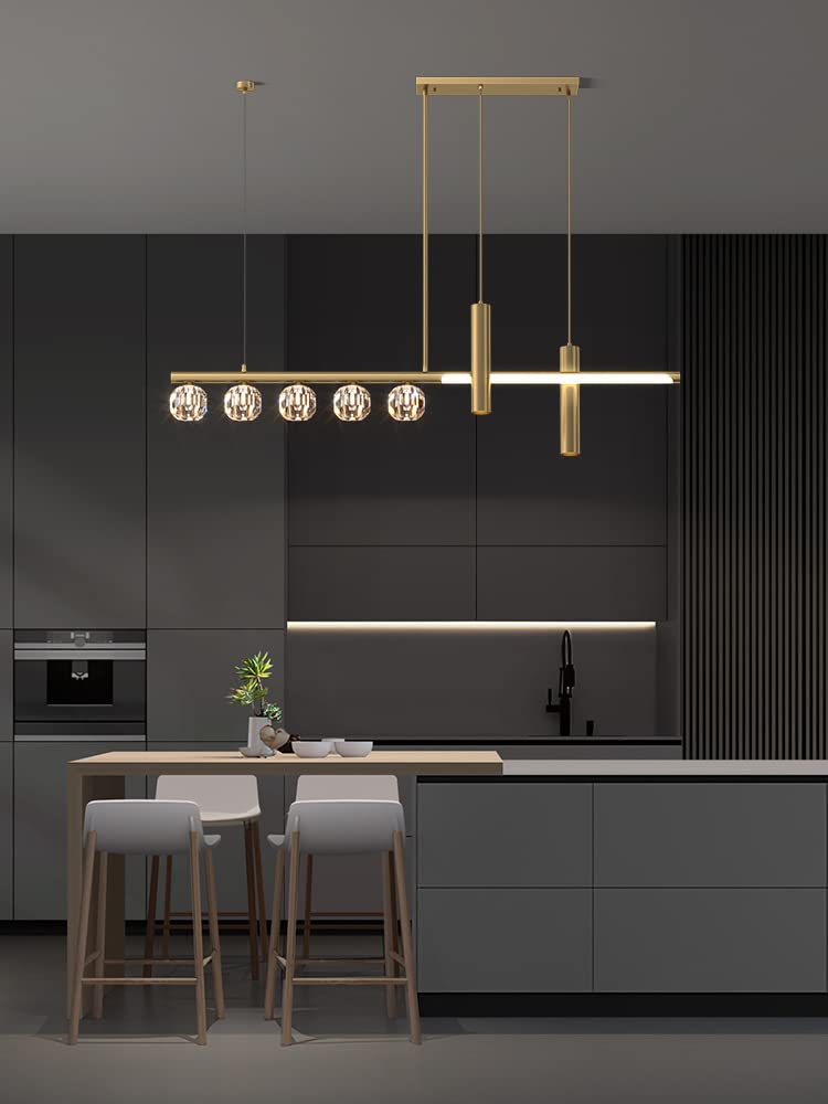 Buy CITRA 8 Led Brass Gold Body Modern Linear LED Chandelier Pendant ...