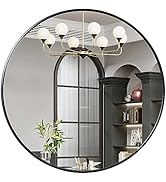Amazon.com: G-LEAF 48 inch Round Grid Wall Mirror, Black Metal Frame ...