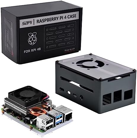 GeeekPi Raspberry Pi 4 Aluminum Case with Passive Cooling,Raspberry Pi 4 POE HAT Case with ...