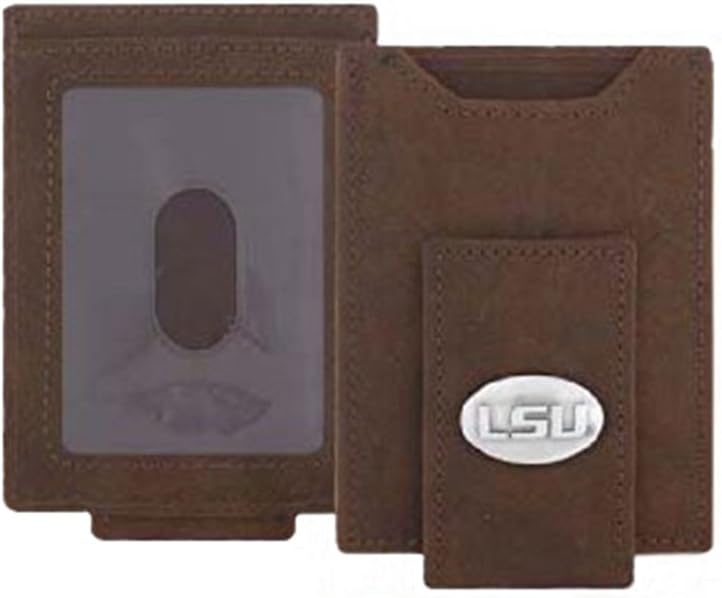 Amazon.com: LSU Tigers - Crazy Horse Leather Front Pocket Wallet ...