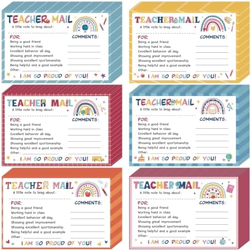 Amazon.com: Yexiya 120 Pcs Teacher Mail Notes to Parents Rainbow Happy ...