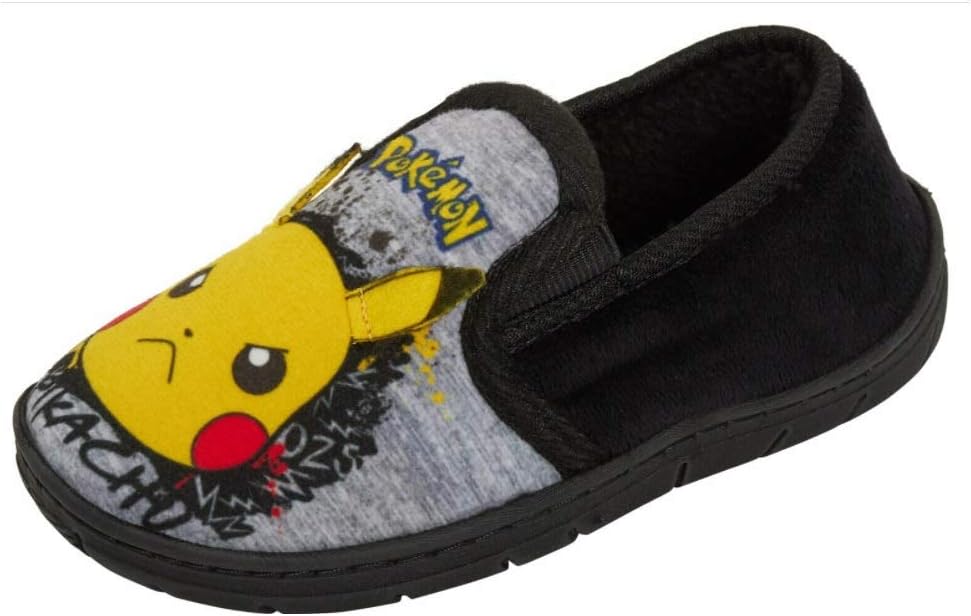 Amazon.com: Pokemon Pikachu Slippers Graffiti Face Kid's Grey Marl ...