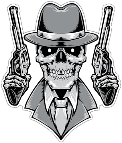 Amazon.com: Mafia Skull Hanging Two Guns Bandit Gangster Gun Car Bumper ...