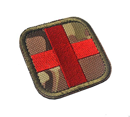 zalati Medic Patch Red Cross Embroidery with Velcro for First Aid Trauma, First Response Rescue ...