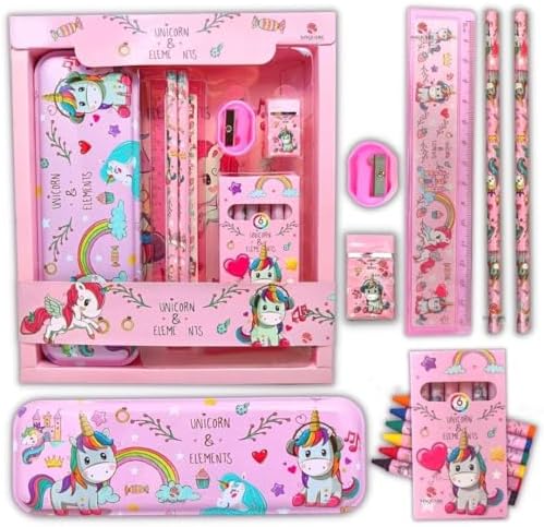 V.I.C Unicorn Stationary Set Unicorn Pencil Box, Pencil Sharpner Eraser ...