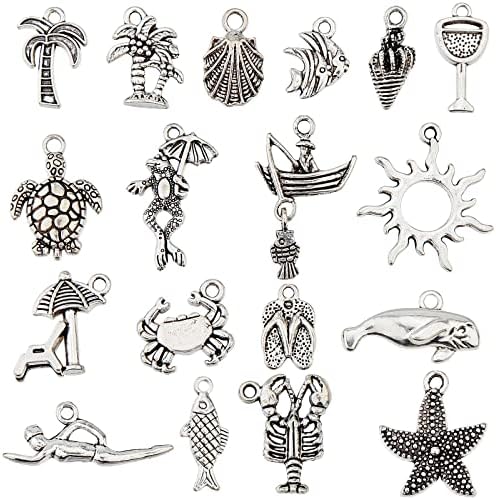 SUNNYCLUE 1 Box 72Pcs 18 Styles Summer Charms Turtle Charm Sea Shell ...
