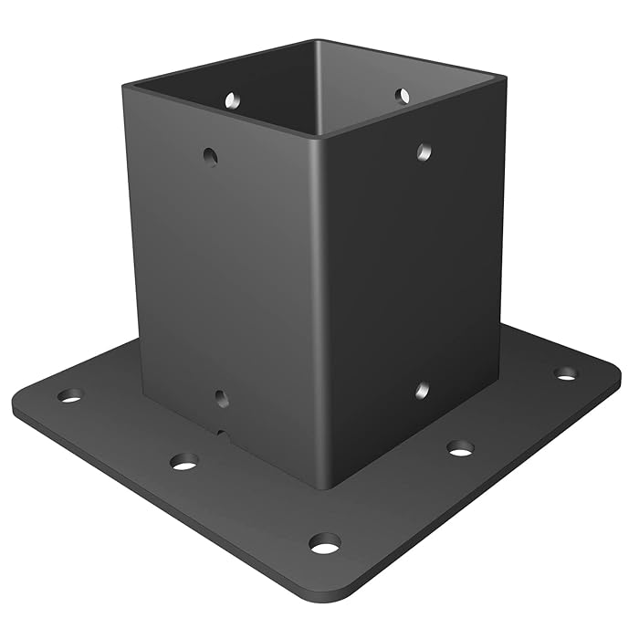 Buy Steel Post Base 4"x4" Mailbox Thick Base Plate Black Powder-Coated ...