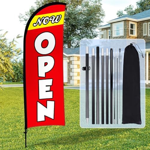 Amazon.com : Buryeah 11ft Now Open Flag Banner for Business Advertising ...