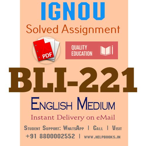 Buy BLI221 IGNOU Solved Assignment 2020-2021 (English Medium) BLI-221 ...