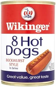 Wikinger 8 Hot Dogs Bockwurst Style in Brine 411g (Pack of 12 x 411g ...