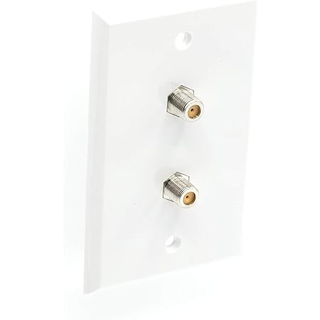 Amazon.com: Dual Coaxial F Connector Wall Plate White for Cable TV ...