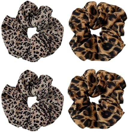 Amazon.com : 4 Pack Jumbo Scrunchies for Women Leopard Oversized ...
