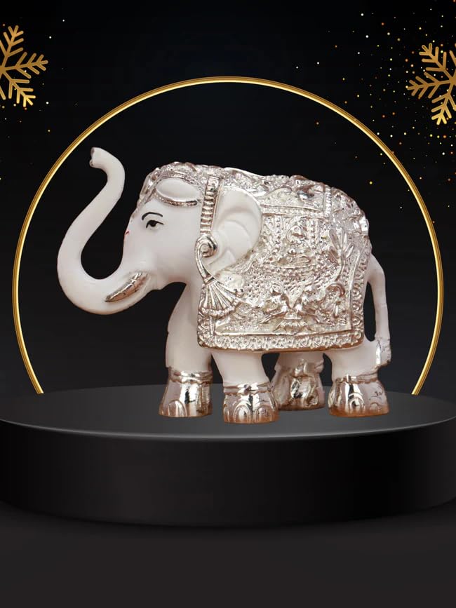 Buy Funku Fashion 3 inches Pure Silver Plated Elephant Showpiece for ...