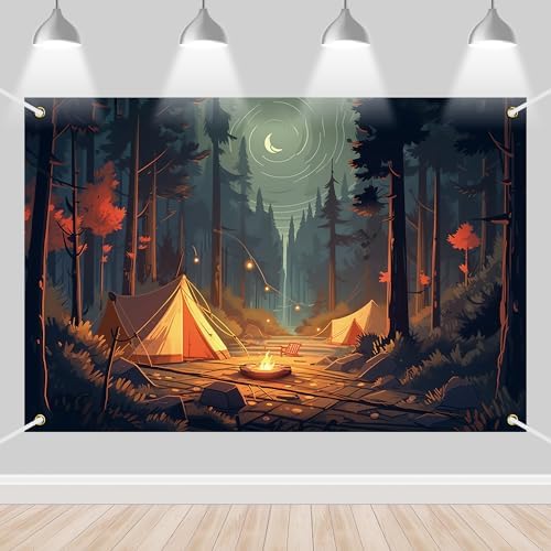 Amazon.com : LFEEY 5x3ft Pine Forest Camping Backdrop for Photoshoot ...