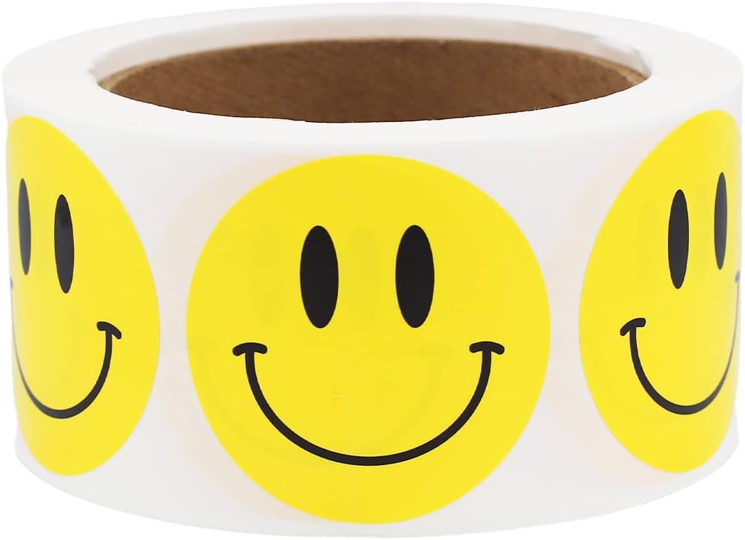 Amazon.com : Happy Face Stickers Yellow Happy Face Labels 2 Inch 500 ...