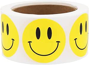 Amazon.com : Happy Face Stickers Yellow Happy Face Labels 2 Inch 500 ...