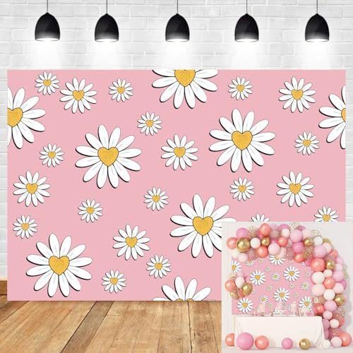 Amazon.com : Fitumiw Retro Daisy Birthday Backdrop 7x5ft Daisy Happy ...