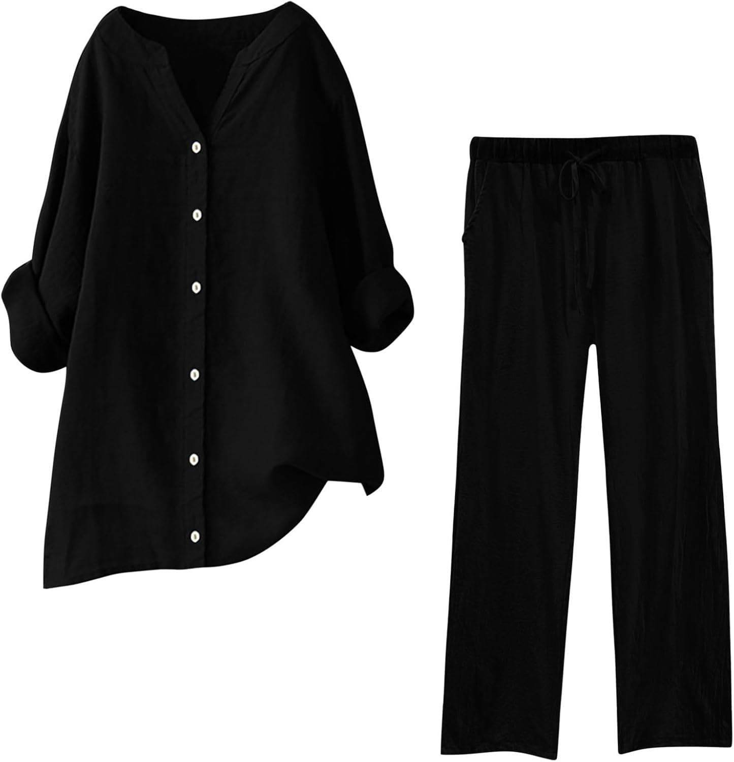 TIMIFIS - Conjuntos de ropa de lino para mujer, talla grande, 2 piezas ...