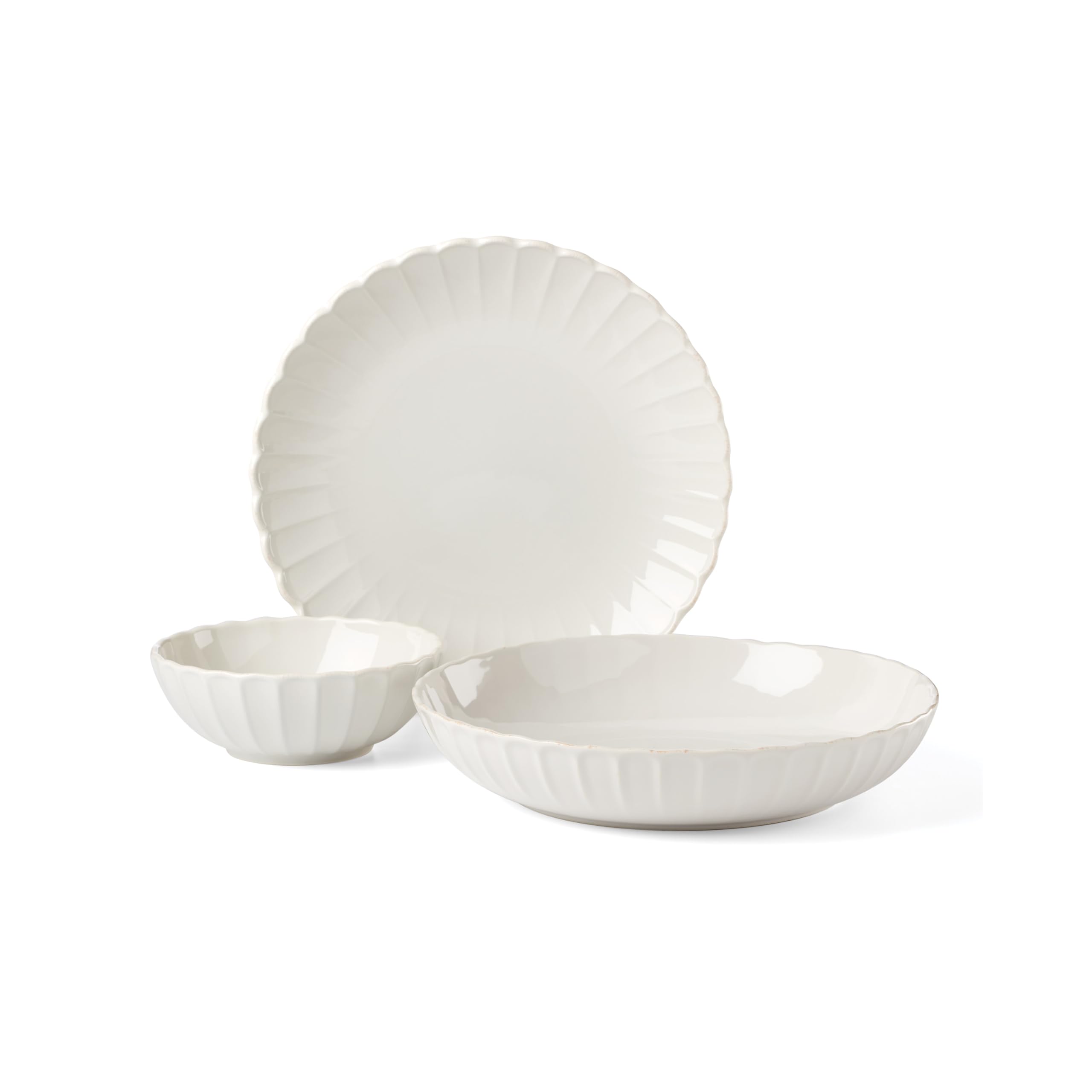 Amazon.com | Lenox White French Perle Scallop Piece Dinnerware Set, 12 ...